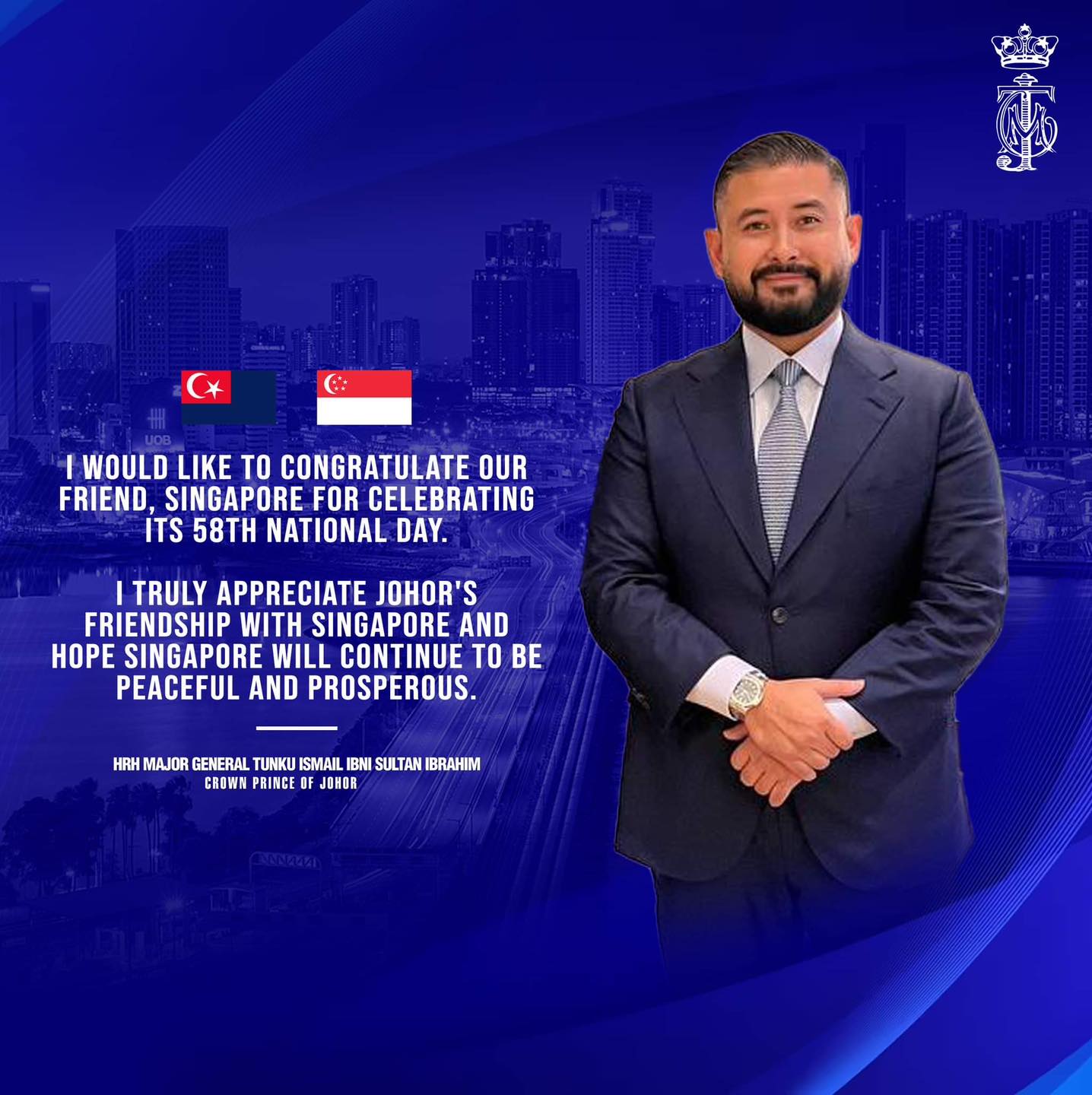 NATIONAL DAY OF SINGAPORE - HRH The Regent of Johor